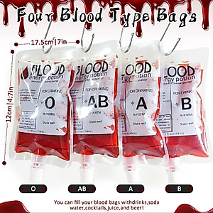 40pcs Blood Bags for Drinks, Vampire Accessories for Halloween Decorations Party Supplies, Reusable Iv Zombie Bloody Drinking Container, PVC Material, ABCD Printed, 8.45oz, 3pcs Funnel, 40pcs