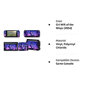 Boorsed Skin Cover Decals Vinyl for Nintendo Switch, Anime Game Protector Wrap Full Set Protective Faceplate Stickers Console Joy-Con Dock (Ori Will of The Wisps [2834])