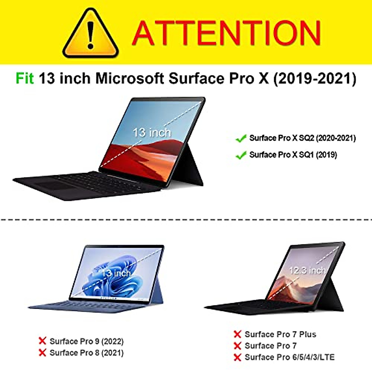 Fintie Case for Microsoft Surface Pro X (2021/2020/2019) - Hard Shell Slim Portfolio Cover Compatible with Type Cover Keyboard for 13 Inch New Surface Pro X (SQ1/SQ2), Marble Pink