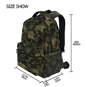 ALAZA Scary Retro Skull Backpack for Women Men,Travel Casual Daypack College Bookbag Laptop Bag Work Business Shoulder Bag Fit for 14 Inch Laptop