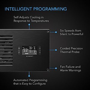 AC Infinity AIRFRAME T7-N Black, High-Airflow Cooling Fan System 17", Intake Airflow, for AV Equipment Rooms, Closets, and Enclosures