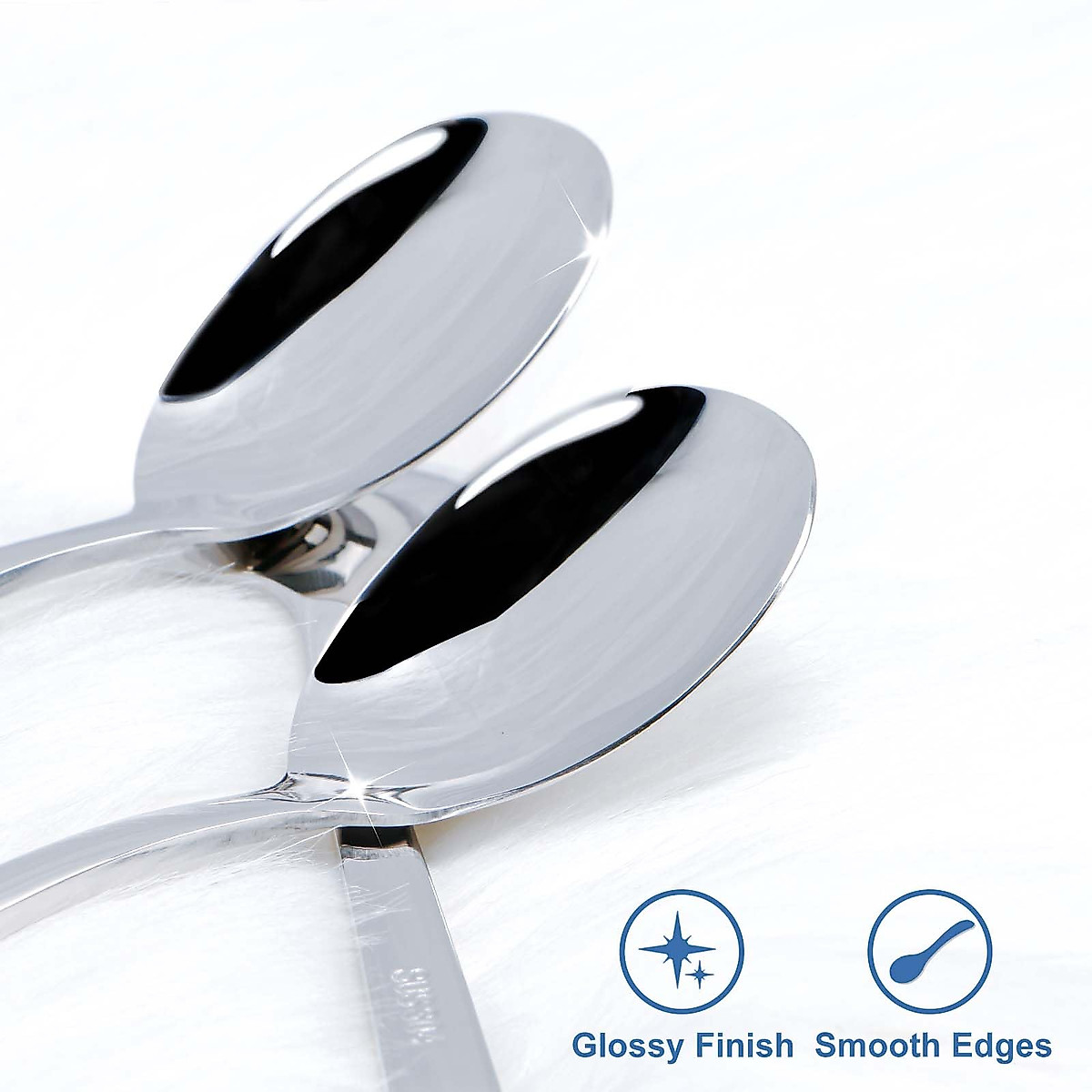 Premium Korean Soup Spoon Set, 5-Piece 18/10 Stainless Steel Spoons with 8-Inch Long Handles Round Heads, Asian Rice Soup Spoons for Home, Kitchen, Restaurant