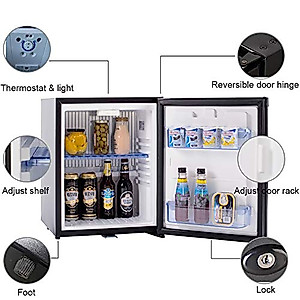 Smad Absorption Mini Fridge 12V 110V Compact Refrigerator with Lock Reversible Door No Noise, 1.0 cu.ft