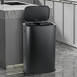 MoNiBloom 14.5-Gallon Touchless Automatic Motion Sensor Trash Can with Soft-Close Lid for Kitchen Bathroom Bedroom Living Room Home Office Dorm Fingerprint-Proof Garbage Container Bin Black 55-Liter