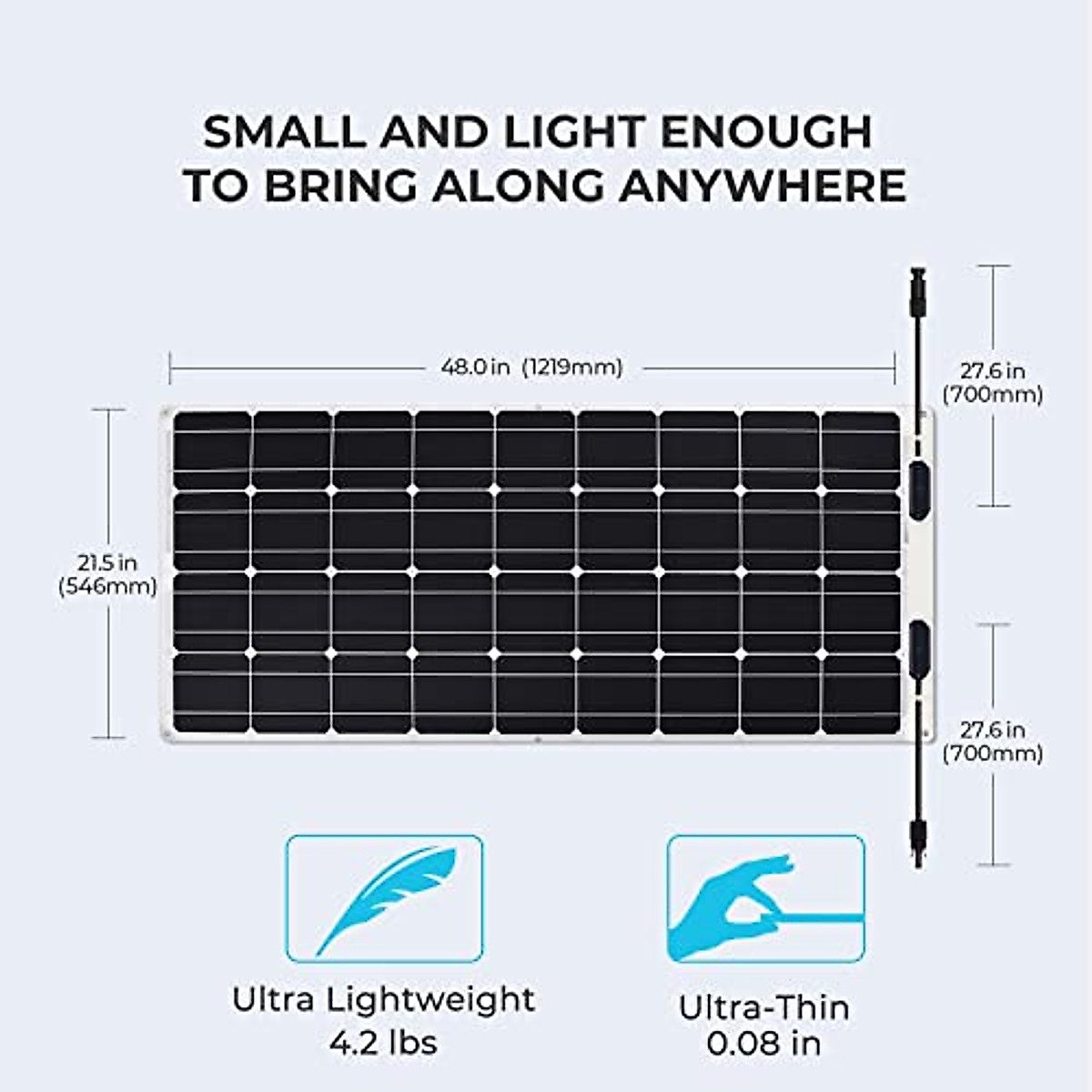 Renogy Flexible Solar Panel 100 Watt 12 Volt Monocrystalline Semi-Flexible Bendable Mono Off-Grid Charger for Marine RV Cabin Van Car Uneven Surfaces