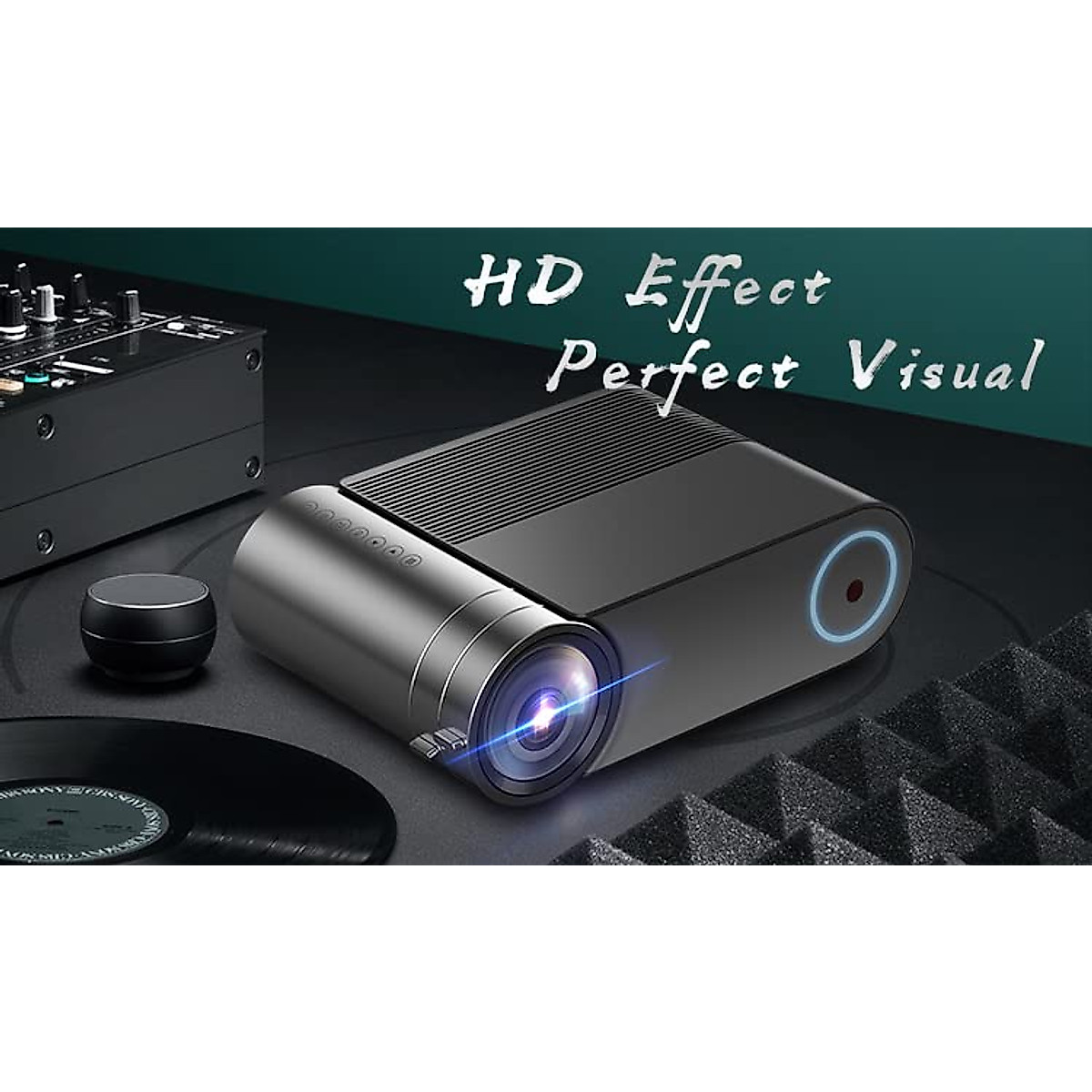 Mini Projector, Portable Movie Projector, Pico Phone Outdoor Video Projector, 720P Native, Full HD 1080P Supported, 3800 Lux Led Projector