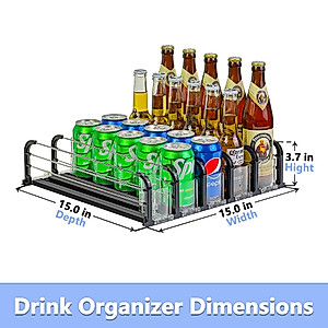 Yedyoi Drink Organizer for Fridge, Soda Can Organizer for Fridge, Self-Pushing Glide Drink Dispenser for Refrigerator -Holds up to 25 Cans Black (5 Rows)