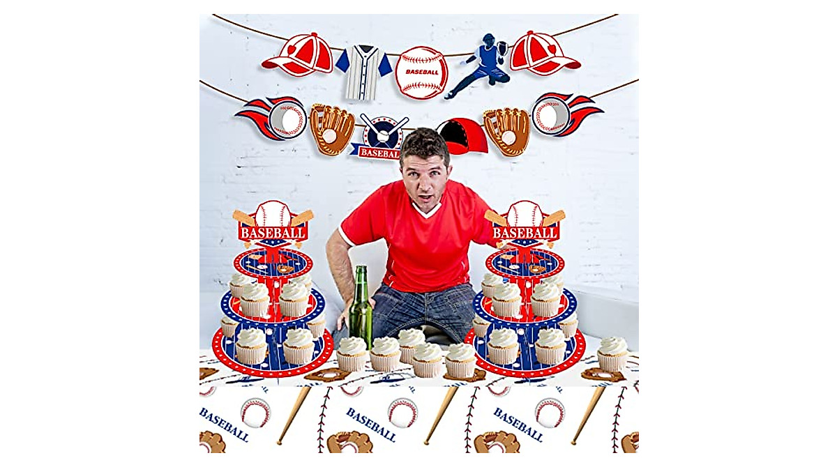 Tiered Baseball Cupcake Stand for Party Decor