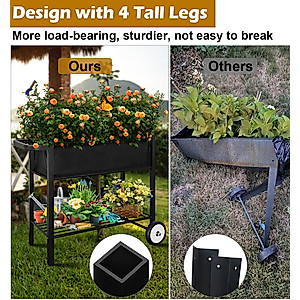 Koutemie Outdoor Raised Planter Box with Legs for Gardening, Elevated DIY Garden Bed Cart on Wheels for Vegetables Flower Tomato Herb Plant, Black