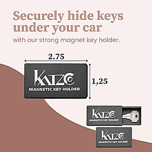 Katzco Magnetic Key Holder - 3 Pack - 1.25 x 2.75 Inches - Rugged Black Plastic Cases with Strong Magnets - for Safe Compartments, Extra Car Keys, House, and More