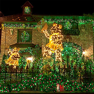 WATERGLIDE 1000 LED Christmas String Lights, 328 FT Green Wire LED Decorative Fairy Lights with Remote & 8 Modes, Waterproof for Outdoor Xmas Holiday Party Garden Wedding Home Decor, Red & Green