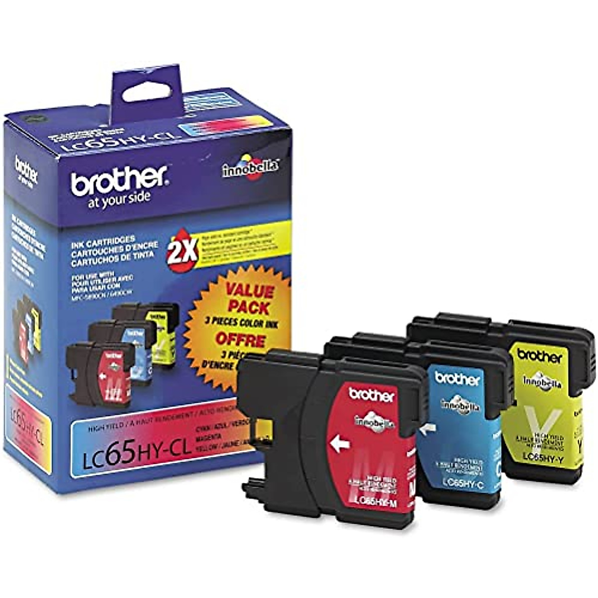Brother 739224 Lc 65 Color Combination Ink Cartridges High Yield 3/Pack (Lc653pks)