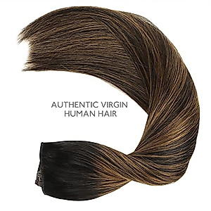 WENNALIFE Wire Hair Extensions (Increase 50% Lifespan) Real Human Hair 14 inch 75g Natural Black Chestnut Brown Remy Hair Extensions Invisible Transparent Wire Hair Extensions Real Hair Extensions