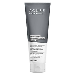 Acure Detox-Defy Color Wellness Shampoo, 100% Vegan, Activated Charcoal & Sunflower Seed Extract - Protects Hair From Environmental Stress & Prevents Color Fade, For Dark Hair, 8 Fl Oz