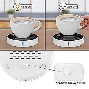 Coffee Mug Warmer, Smart Coffee Warmers for Office Home Desk Use, Smart Cup Warmer Thermostat Coaster for Hot Coffee Tea Espresso Candle Wax Milk with Gravity Switch