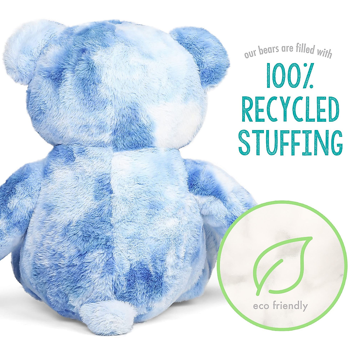BenBen Teddy Bear Stuffed Animal, 23 inch Tie-Dye Stuffed Bear Plush Toy with Bow Tie, Blue and White, Cute Plushies Gifts, Easter Decorations