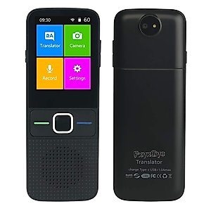 Language Translator Portable Instant Translator Device Support WiFi/Hotspot/Offline Two- Way Real Time Online 137 Languages with 2.4Inch Touch Screen Recording Smart Translator（Black）