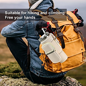 Water Bottle Holder with Strap for Stanley 40oz Tumbler with Handle, Water Bottle Carrier Bag with Phone Pocket, Tumbler Accessories for Stanley, Water Bottle Sleeve for Walking Hiking Camping(Blue)