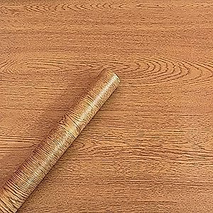 Simplemuji Self-Adhesive Brown Winged Wood Grain Wallpaper Adhesive Paper Counter Top Vinyl Furniture Cabinets Wardrobe Shelf Liner 15.6inch by 79inch