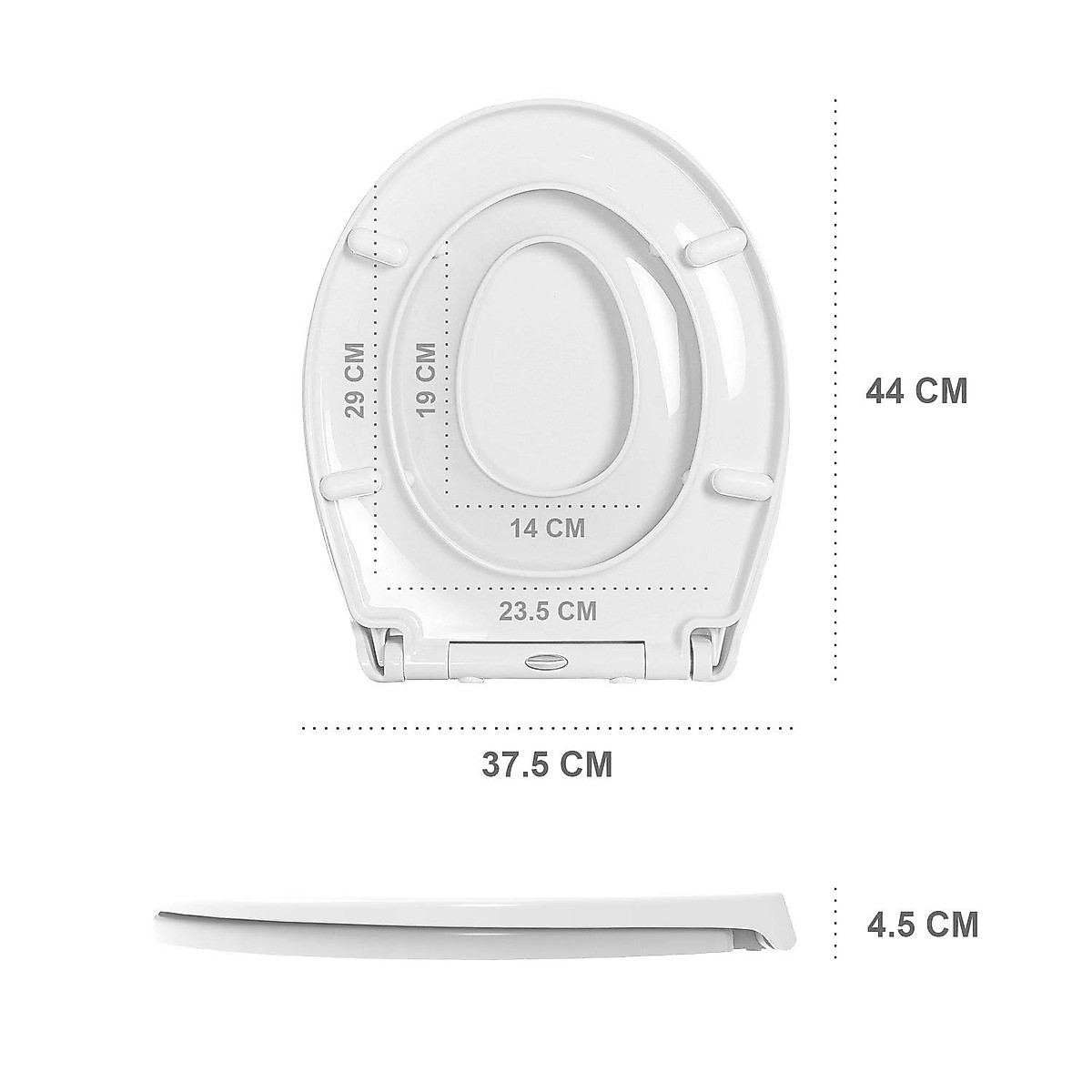 Todeco Toilet Seat with Built in Potty Training Seat, 2-in-1 Round Family Toilet Seat Cover for Toddlers & Adults,Slow Close & 1-Click Remove,White