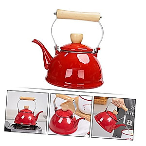 MAXBUS 1pc Kettle Red Kettle Ceramic Tea Pot Red Coffee Maker Boiling Teapot Pottery Ceramic Coffee Pot Decorative Teapot Kitchen Teapot Cold Water Teakettle Make Tea Red Stainless Steel