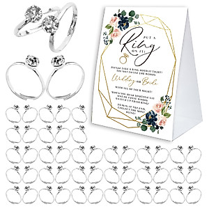 Bridal Shower Ring Game, Put a Ring On It Bridal Shower Game with 50 Fake Rings, Bridal Shower Decorations, Wedding Game, Bachelorette Hens Party Game for Guests - RG11