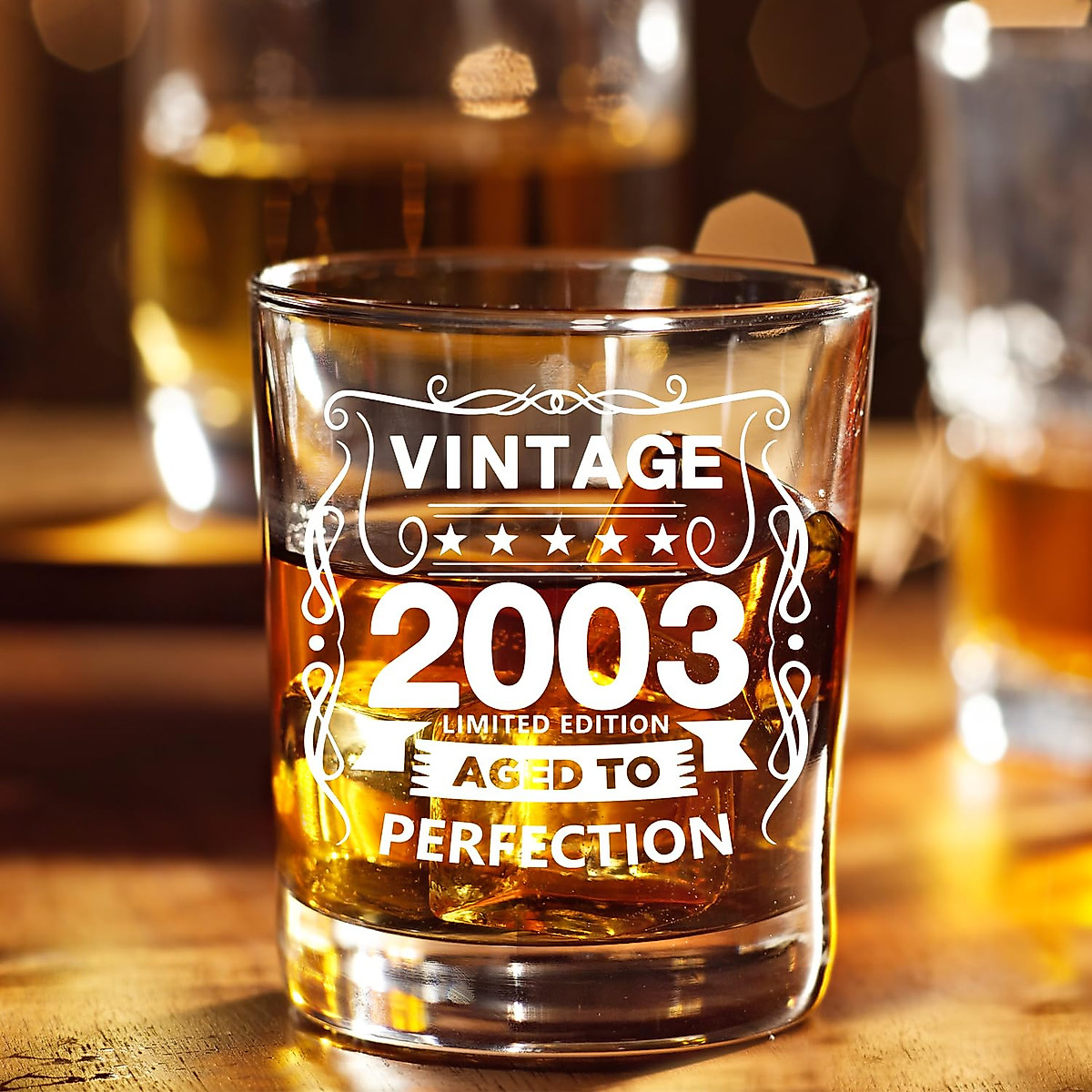 Old Fashioned Glasses-2003-Vintage 2003 Old Time Information 10.25oz Whiskey Rocks Glass -21st Birthday Aged to Perfection - 21 Years Old Gifts Bourbon Scotch Lowball Old Fashioned-1PCS