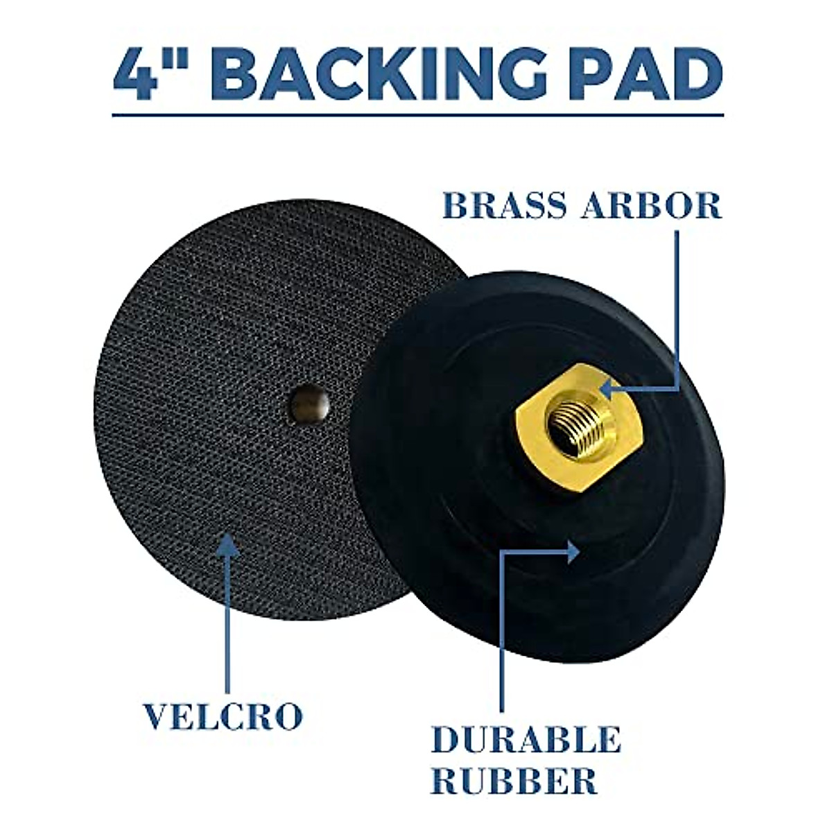 Rubber Backing Pad Black Rigid Backer Pads for Diamond Polishing Pads 5/8”-11 Hook and Loop Backing Pad (4 inch)