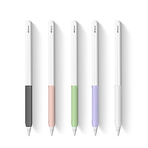 litumfen 5 Pack iPencil Grips Silicone Holder Sleeve Compatible with Apple Pencil 1st and 2nd Generation (Black, Green, Pink, White, Purple)