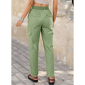 Dokotoo Cargo Pants Women High Waisted Baggy Wide Leg Womens Pants 4 Pockets Womens Fashion 2023 Fall Y2K Clothing Casual Combat Military Trouser Green