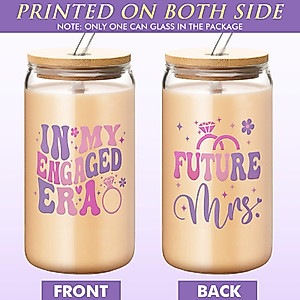 Engagement Gifts for Her Women, Bridal Shower Gifts for Bride to Be, Bachelorette Gifts for Bride Future Mrs, Fiance Gifts for Women, Newly Engaged Gifts Basket w/ 16Oz In My Engaged Era Can Glass Cup