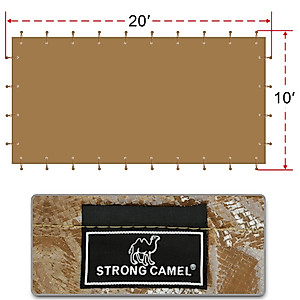 Strong Camel Outdoor 10x20 Ft Replacement Canopy Roof Cover Valanced Carport Covers with Ball Bungee(Without Edge 10'x20', Tan)