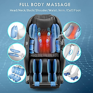 MYNTA Massage Chair MC3100, Full Body Zero Gravity SL Track 3D Massage Chair with Calf Roller Massage, Voice Control, Thai Stretch, Black