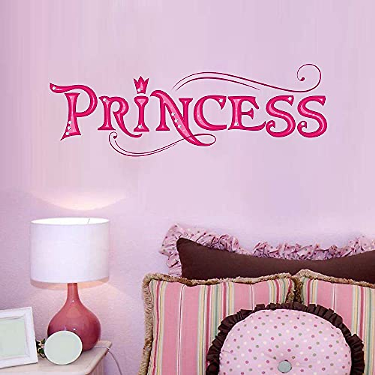 MEFOSS 4 PCS Pink Princess Wall Stickers Princess Sign for Door Girls Room Décor 16"×6" Removable Peel and Stick Vinyl Stickers for Girls Bedroom Baby Crib Nursery Room Home Decorations