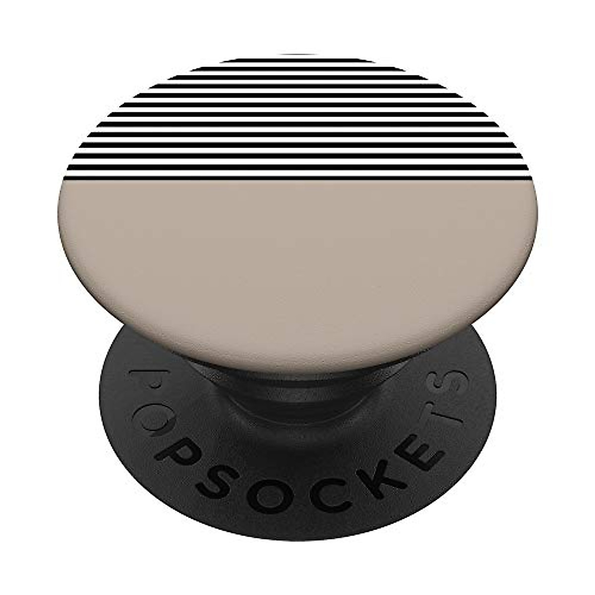 Taupe Minimal White Black Lines Stripes PopSockets PopGrip: Swappable Grip for Phones & Tablets