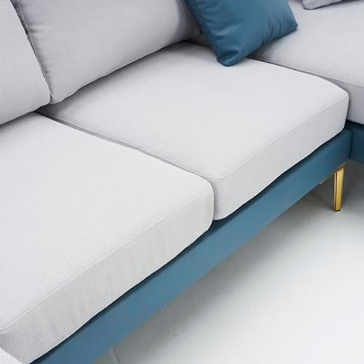 HANLIVES 108.5 Inch 4-Seat Sofa Couch,Modern Fabric U Shaped Living Room Furniture Set with 4 Throw Pillows,Upholstered 4 Seater Sectional Sleeper Sofa with Thicken Foam for Bedroom Office Apartment