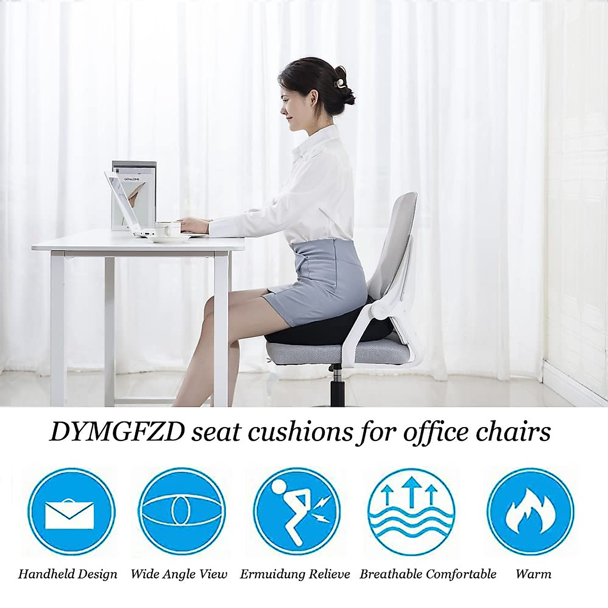 DYMGFZD Office Chair Cushions for Back and Butt, Ergonomic Chair/Seat Cushion for Long Sitting, Sitting Pillow for Automobile, Wheelchair, Computer Chair and Office Chair Hip Support Black