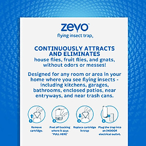 Zevo Flying Insect Trap for Indoors: Light Trap Captures Fruit Flies, Gnats and Houseflies, Starter Kit Value Pack (2 Plug-in Bases + 2 Cartridges)