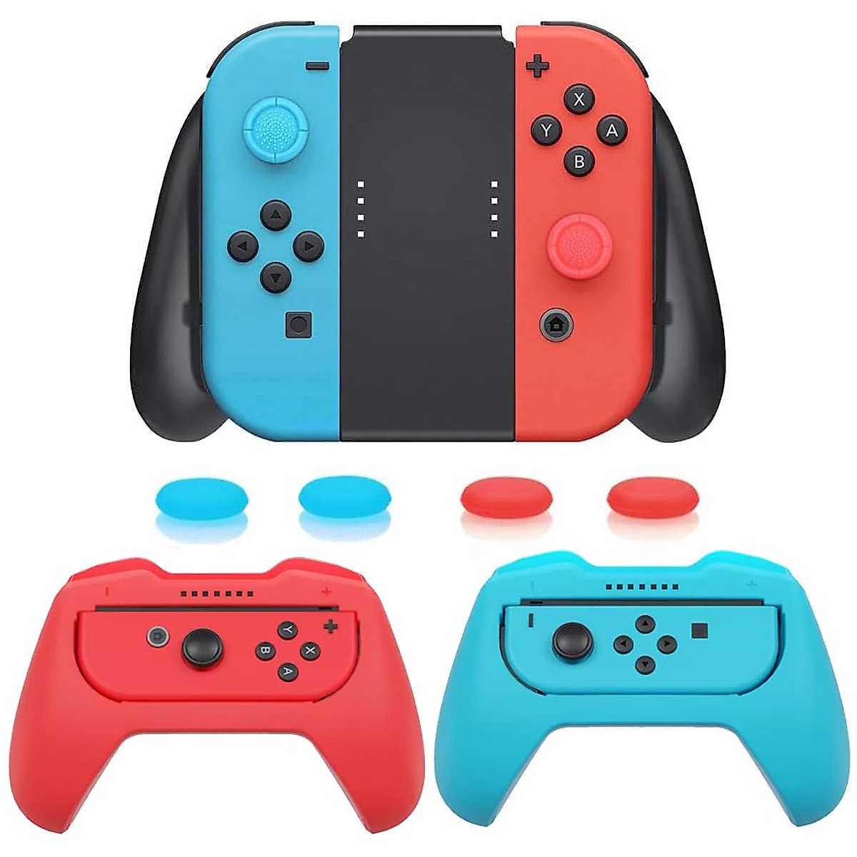 3 Pack Comfort Grips Compatible with Joy Con, Handle Grips Kit Compatible with Switch/OLED Controller with 4 Thumb Caps
