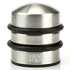 H&S Heavy Duty Door Stop - Easy to Install Movable Door Stopper - with Rubber Buffer Rings for Protection - Door Stopper Heavy - Door Stoppers for Bottom of Door - Door Stop for Heavy Doors