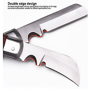 Edward Tools Electrician Straight Blade Knife with Wood Handle - Lockback Folding Pocket Knife - Stainless Steel - Cable Stripping, Cutting Insulation, Ties, Tape, Pulls Cuts, Splicing - Ergo Handle