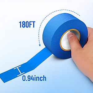 Painters Tape, 9 Rolls Masking Tape, Masking Master with Adhesive Backing, Blue Tape for Home, Office, School Stationery, DIY Art, Crafts, Labeling (0.94Inch X 180 FT), Total 1624 FT
