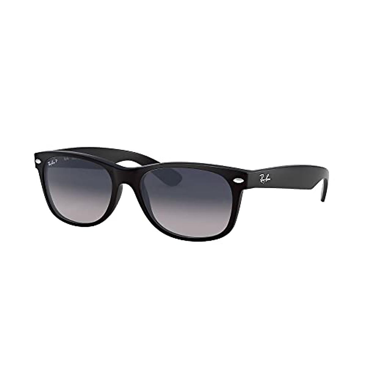 Ray-Ban unisex adult RB2132 New Wayfarer Polarized Sunglasses, Matte Black/Polarized Blue Gradient Grey, 55 mm US