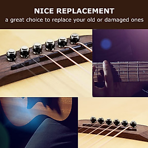 6Pcs Guitar Bridge Pins, Brass Pin Acoustic Guitar Strings Nail Pegs (Black) Ebony Bridge Pins 6 Pacoustic Guitar Strings