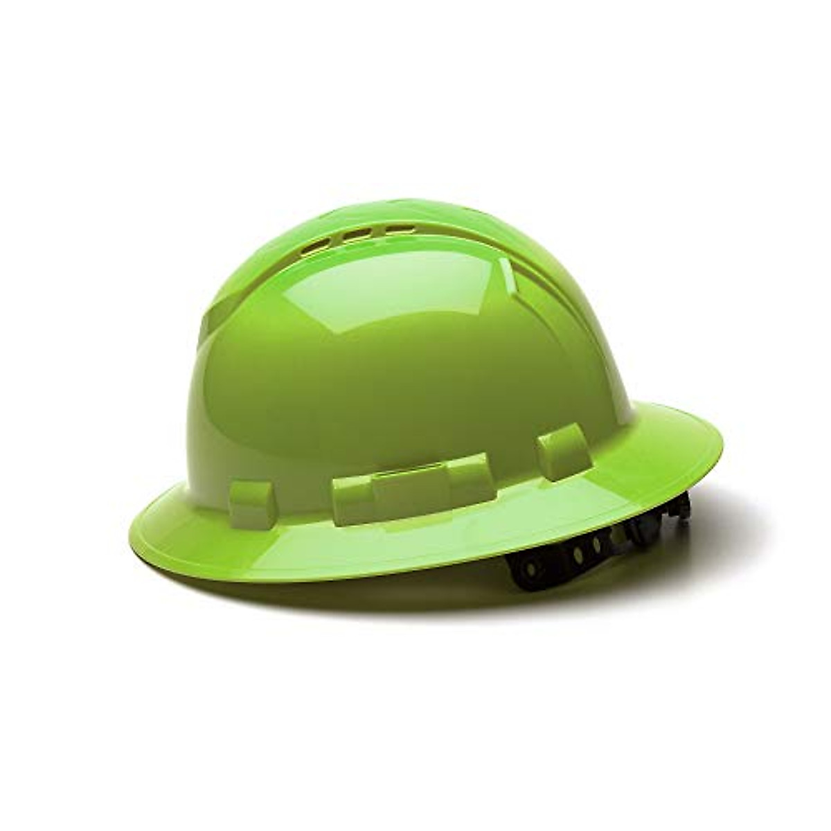 Pyramex Ridgeline Full Brim Hard Hat 4 Point Ratchet Vented Hi-Vis Lime
