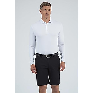 IBKUL Men's Athleisure Wear Sun Protective UPF 50+ Icefil Cooling Tech Long Sleeve Polo 95199 White Solid L