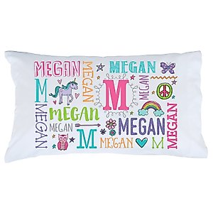 Personalized Planet My Name Pastel White Pillowcase with Custom Initial and Name Printed | Fun Bedroom Décor for Children | Standard Queen Size Pillow Cover | 20x31