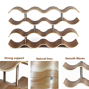 Bellglee 14 Bottles Wine Racks Countertop for Shelf, 4-Tier Wooden Wine Bottle Holder Stand, freestanding Wine Storage for Inside Cabinet Organizer for Home Décor, Bar and Pantry