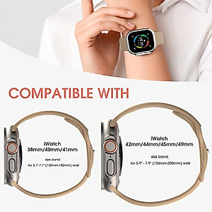 Ron json Silicone Sport Band Compatible with Apple Watch Band Ultra 2/Ultra SE Series 9/8/7/6/5/4/3/2/1 38mm 40mm 41mm 42mm 44mm 45mm 49mm Women Men