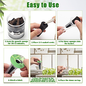 150Pcs Seed Pod Kit for Aerogarden, Anglecai Hydroponics Garden Accessories for Hydroponic Growing System, Grow Anything Kit with 50 Grow Sponge, 50 Pod Label, 24 Grow Basket, 24 Grow Dome, 2 Tweezers